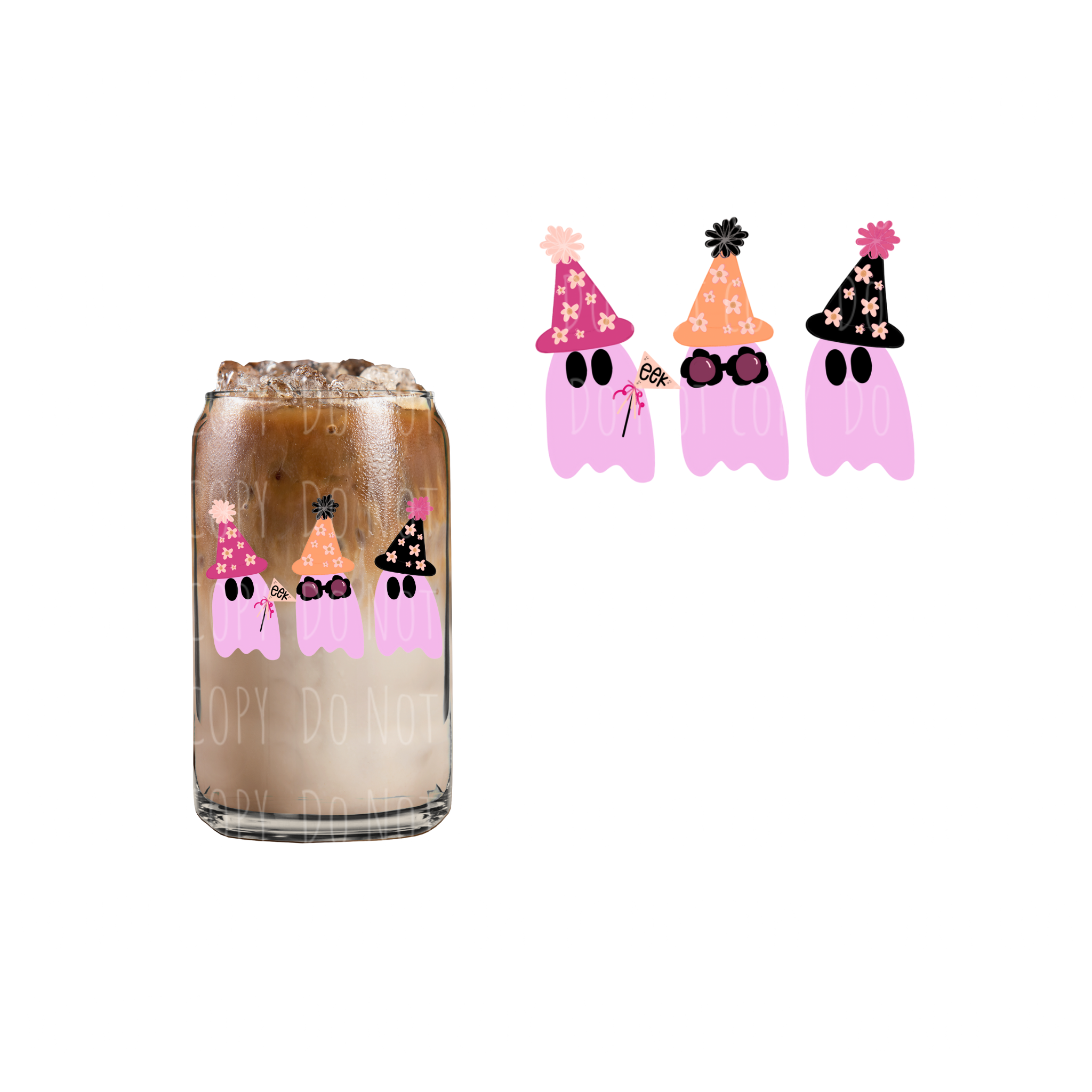 3 Ghost Friends (DOUBLE SIDED) UVDTF decal – Parker + Rae