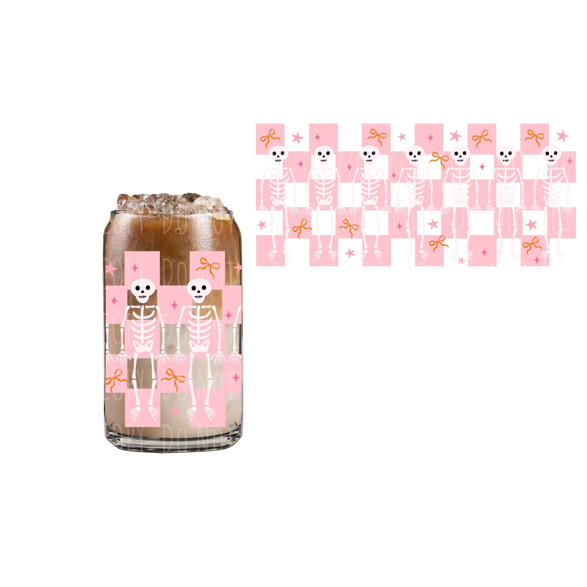 Checkered Skellies (DOUBLE SIDED) UVDTF 16oz cup wrap – Parker + Rae